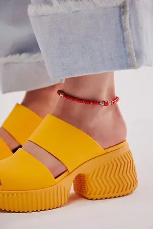 Sorel Ona Streetworks Slide Heels - Yellow Ray/Sea Salt | Editorialist